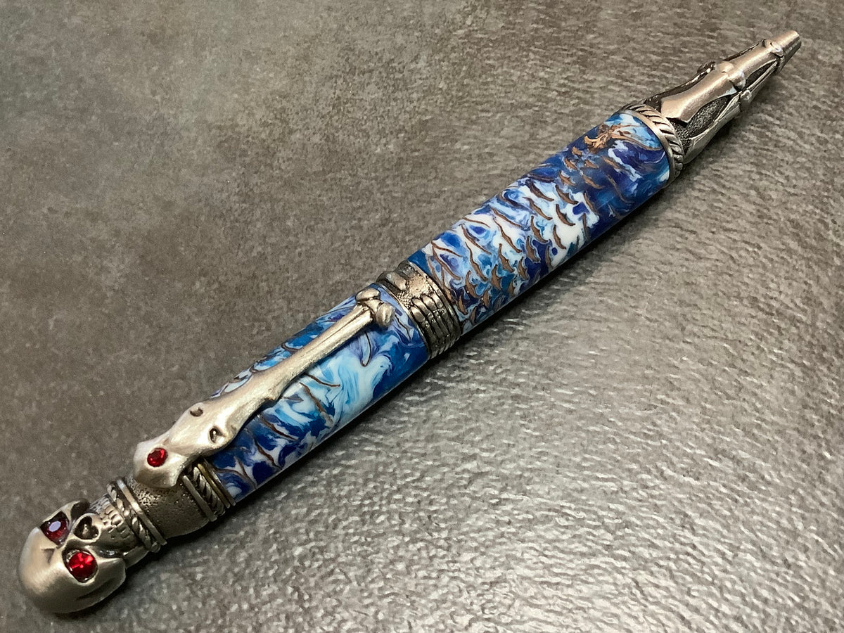 Black Spruce Cone Skull Twist Pen (Antique Pewter) – Custom Casings